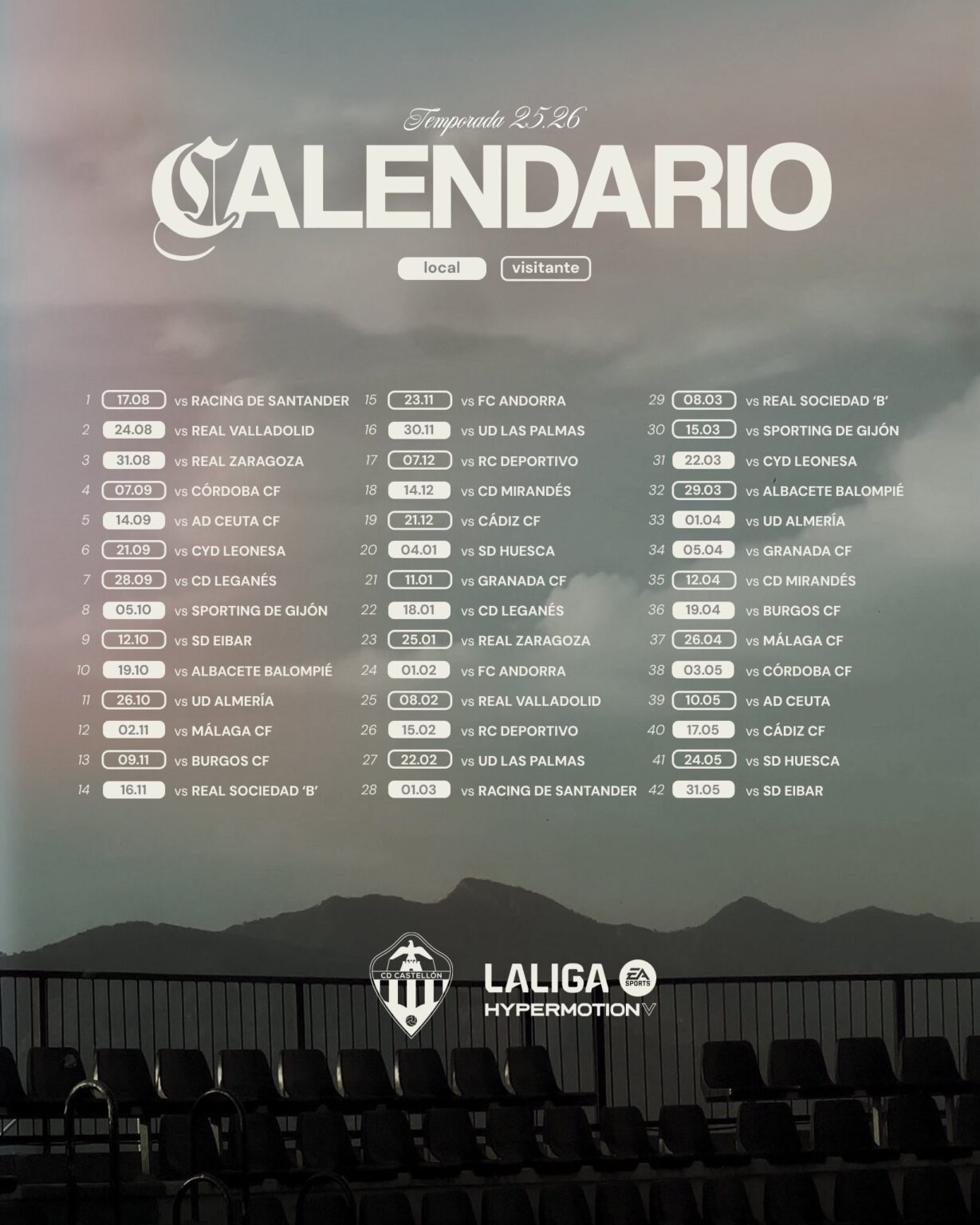 ¡Ya conocemos el calendario de la temporada 2025-2026! | CD Castellón ...